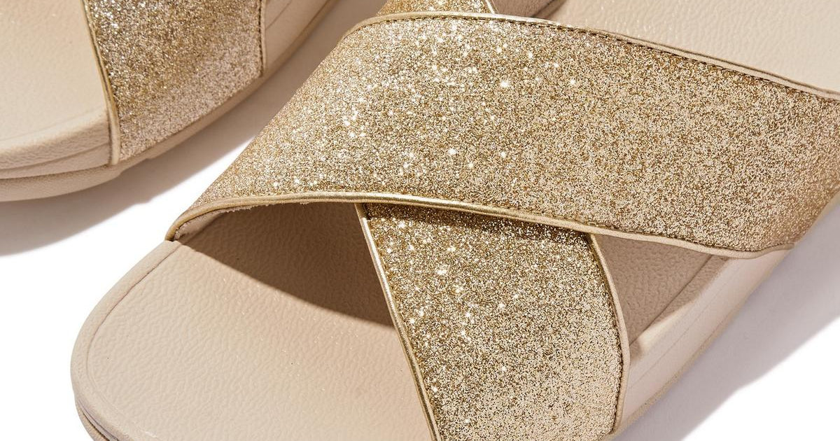 Fitflop Lulu Glitterdust Cross Slides Platino – BushWear